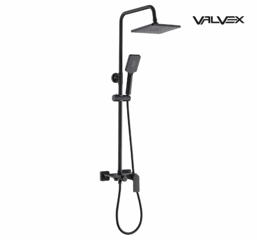 Valvex Loft Black kolumna natryskowa z wylewką wannową i deszczownicą ...